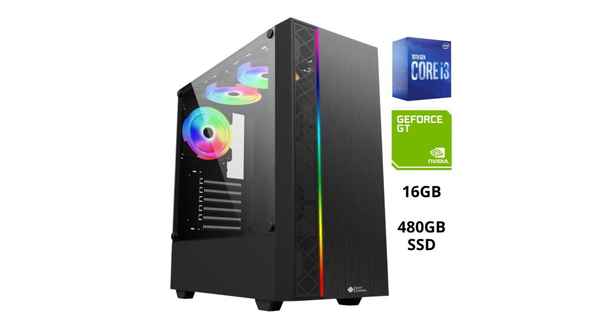 Pc Torre Computadora Gamer Core I3-10100F - 16Gb - 480GB SSD - GT1030 4GB
